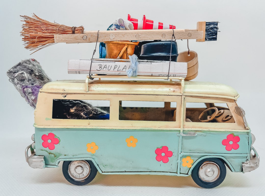 Gnome Miniature Bus Vehicle Gnome Entry Gnome Construction Site Antique ...
