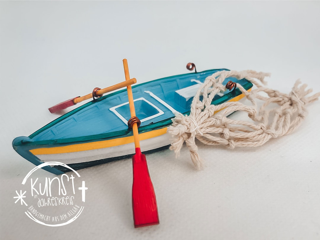 Wichtel Miniature Boat Rowing Boat Fishing Boat With Net - Etsy UK