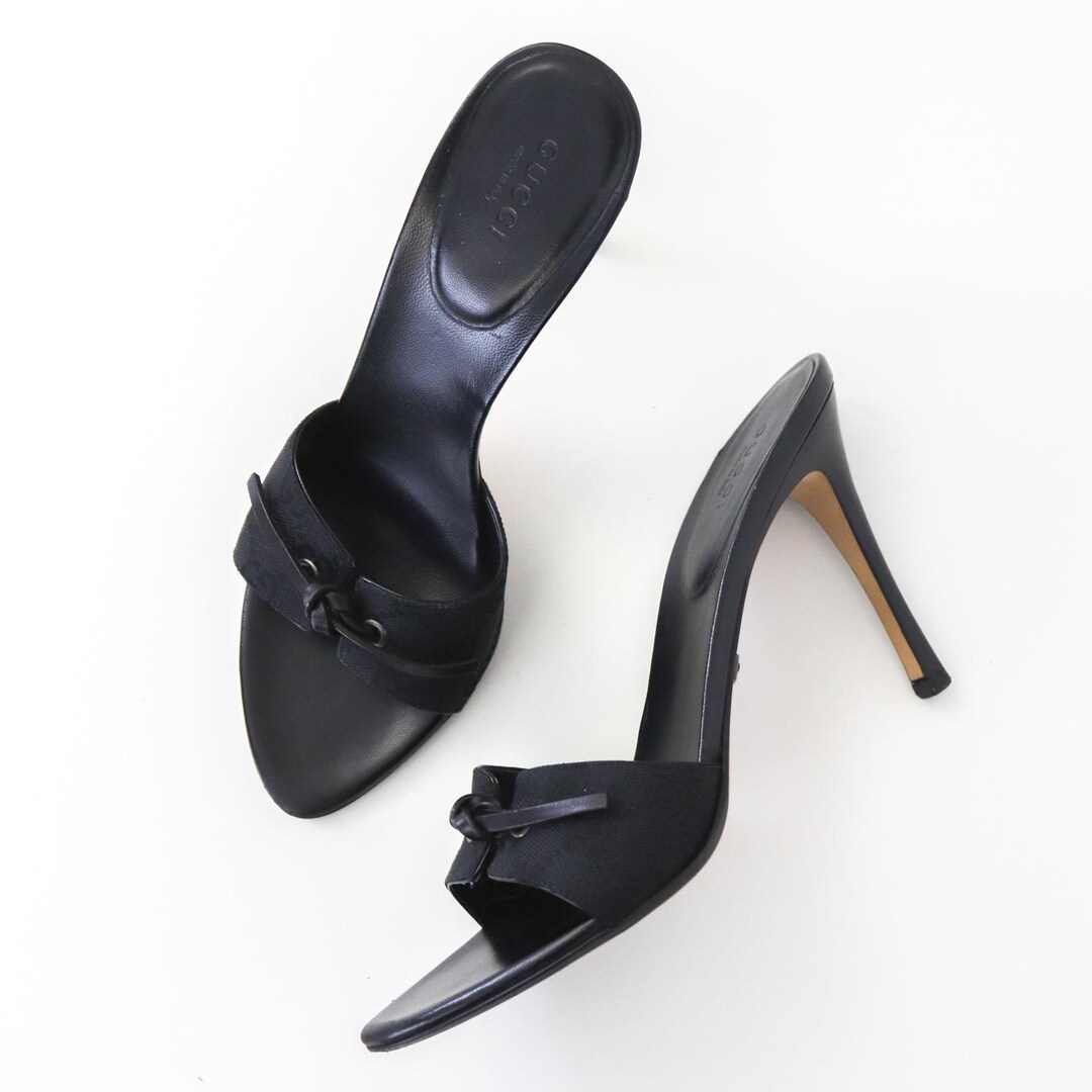 Vintage 2000s Gucci GG Monogram Guccissima Canvas Mules Heels 37.5 (US ...