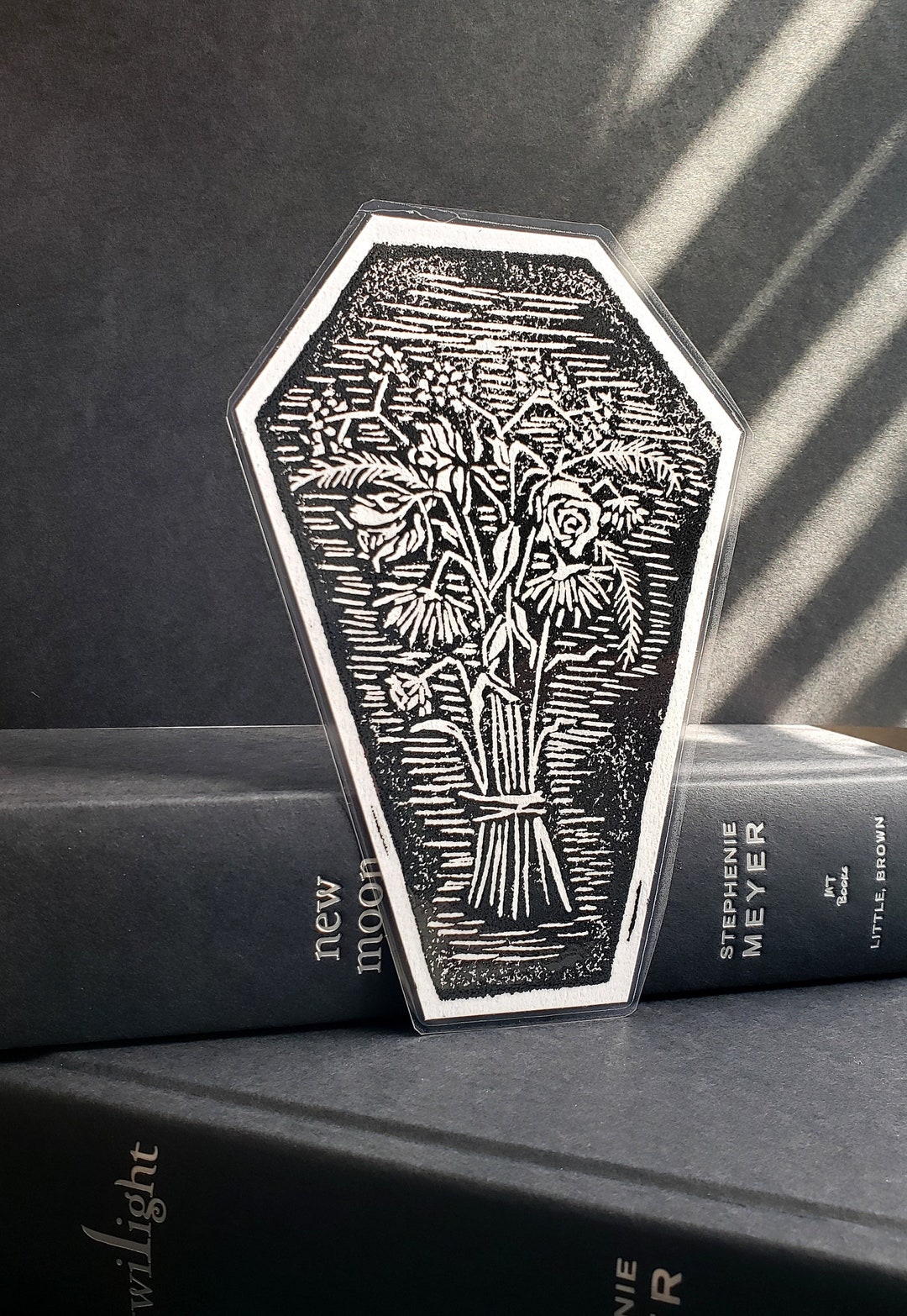 Coffin, Flowers, Laminated Linocut Bookmark W/ or W/out Tassel - Etsy