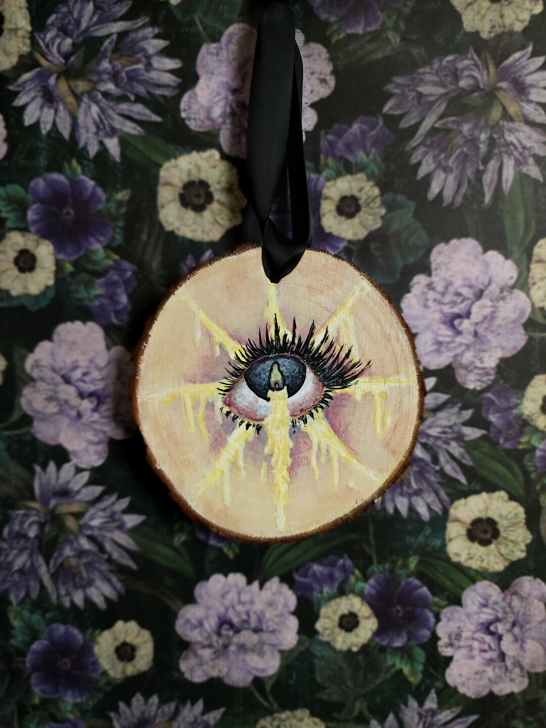 Melting Eye Acrylic Painting With Black Ribbon - Etsy