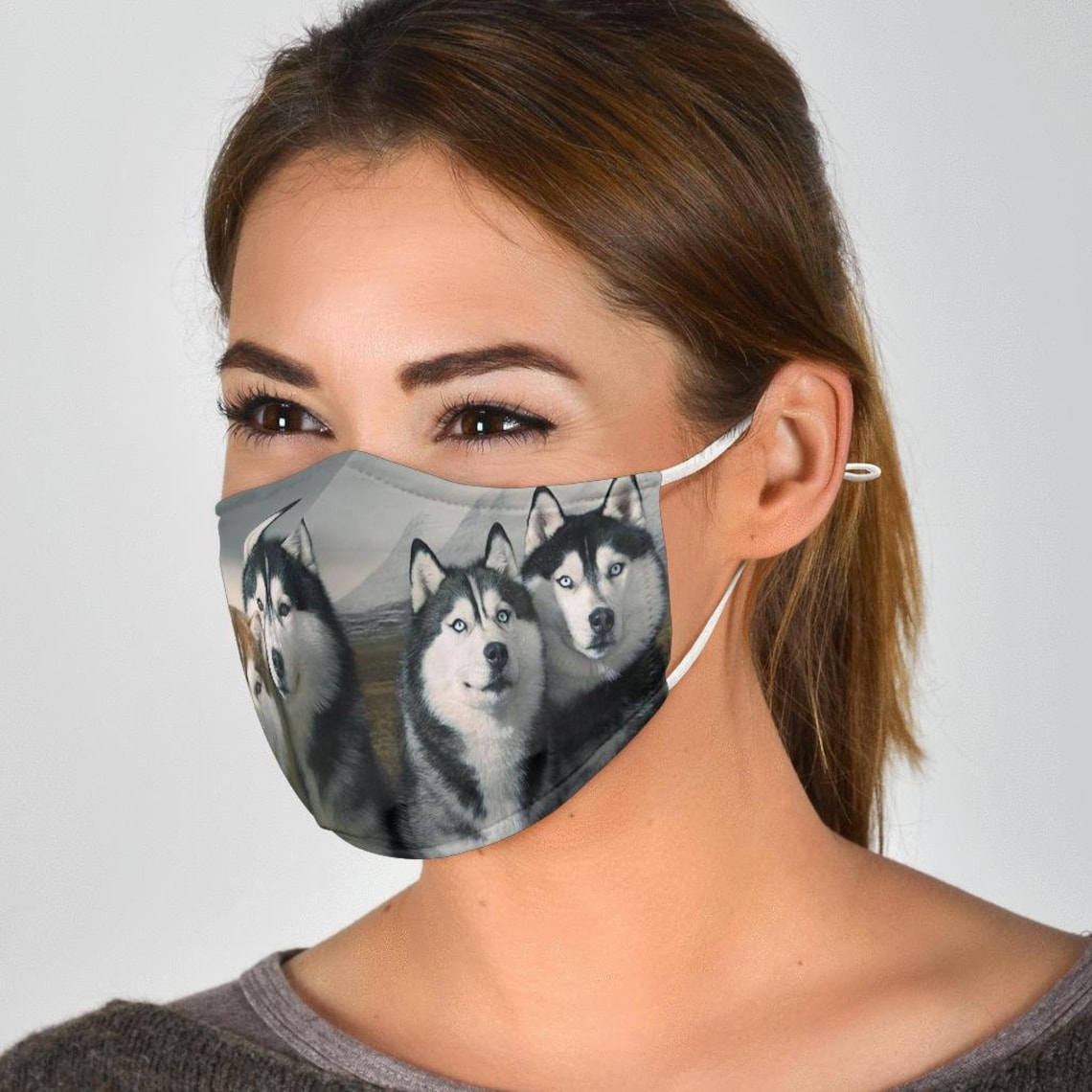 Siberian Husky Face Mask Dog Face Mask Kids / Adults / | Etsy