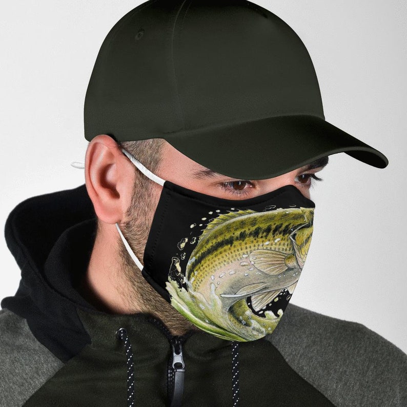 Bass Fishing Face Mask. Fish Designer Face Mask. 100% Washable | Etsy