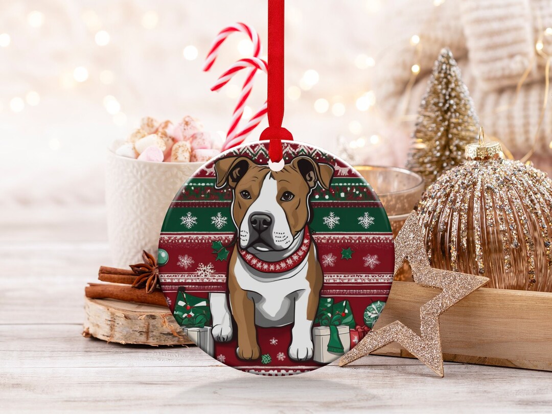 American Staffordshire Terrier Christmas Ornament American - Etsy
