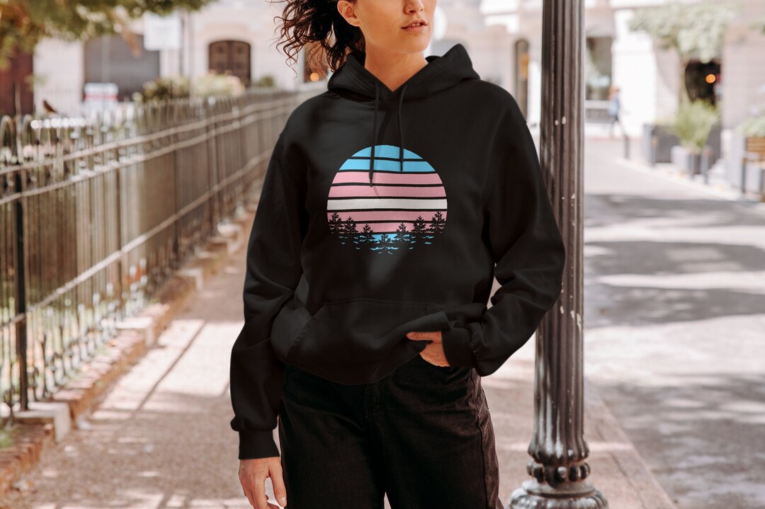 Subtle Transgender Flag Retro Sunset Hoodie Trans Pride - Etsy