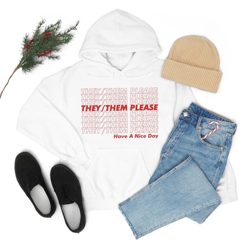 They Them Please Non Binary Pride Hoodie Nonbinary Gender Etsy
