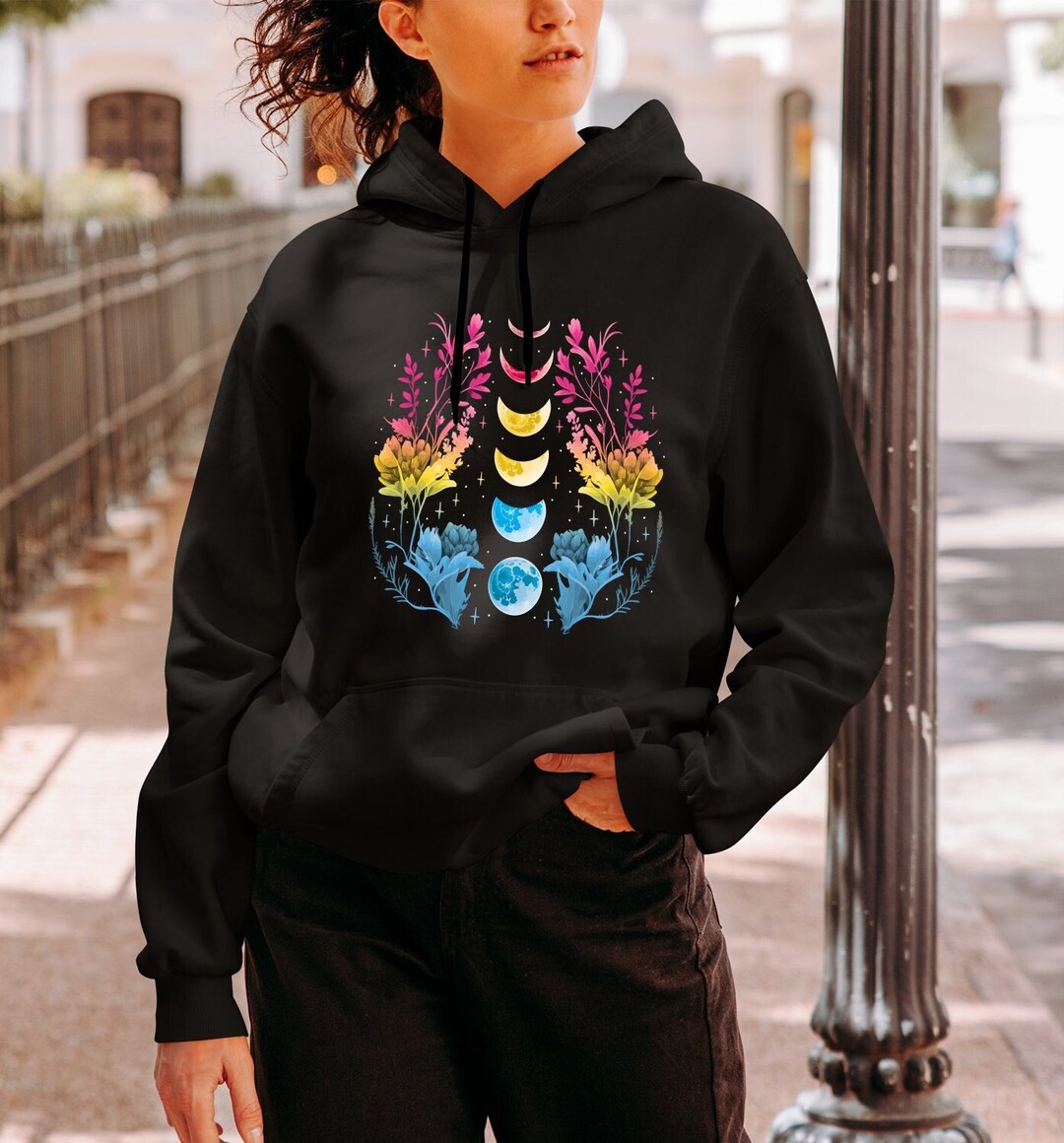 Pan Pride Hoodie Subtle Pansexual Moon Phases LGBT Shirt Sweatshirt ...