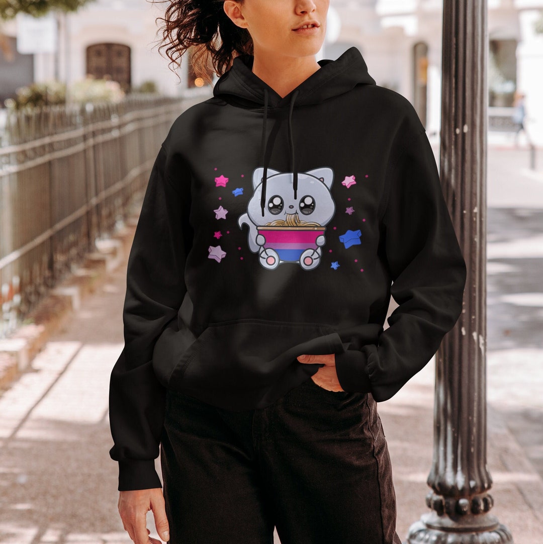 Kawaii Bisexual Hoodie Bi Pride Flag Ramen Cat Hoodie Etsy