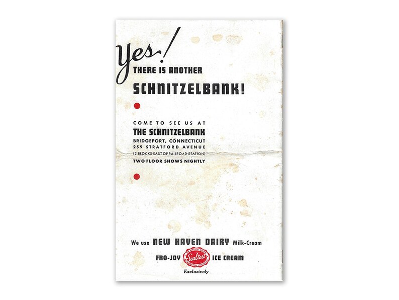Vintage Menu, Schnitzelbank, Souvenir Menu, Restaurant Ephemera ...