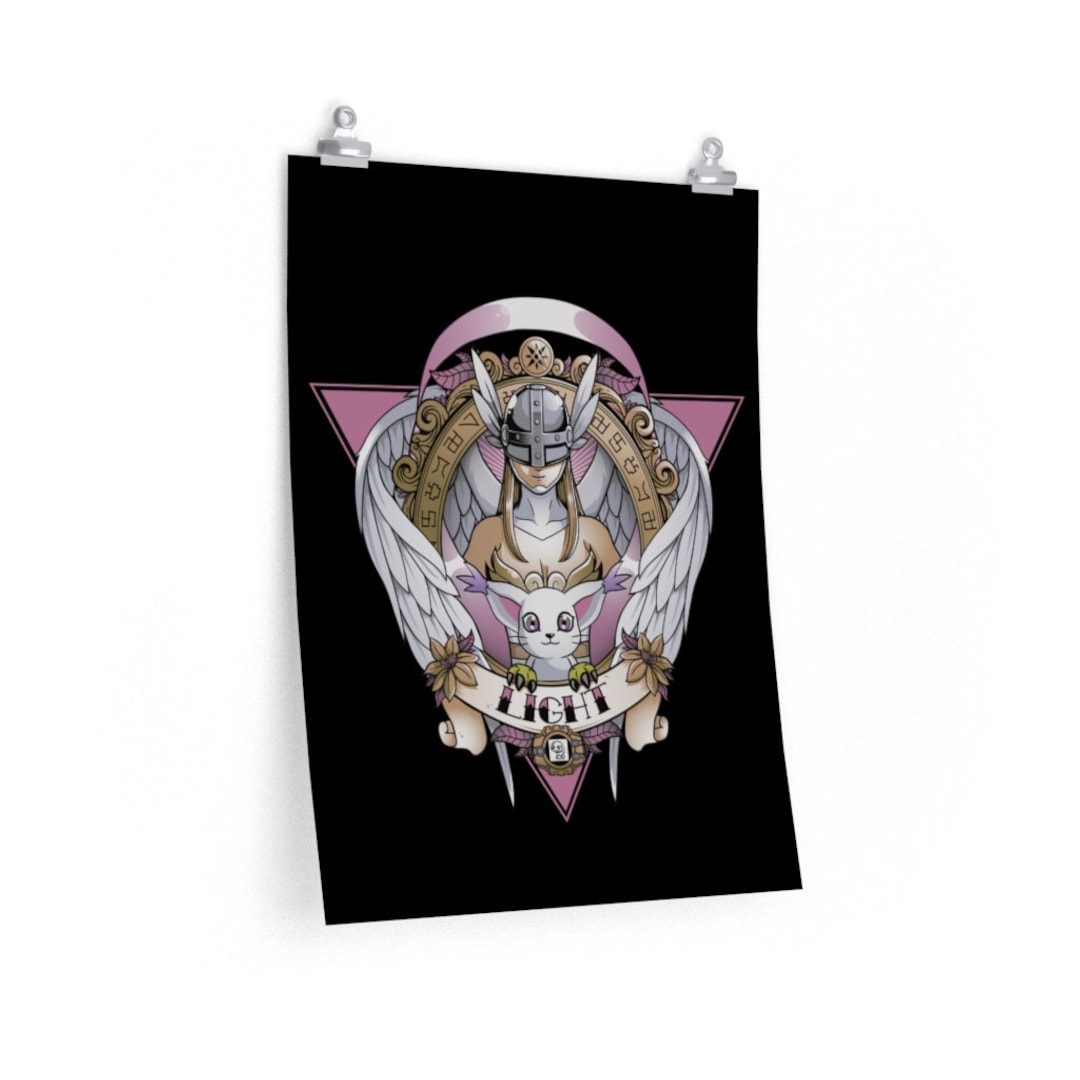 Angewomon Digimon of Light Angel Wings Cat Gatomon Tattoo Vertical ...
