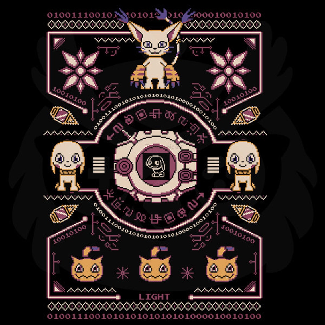 Gatomon Digimon Suéter Angewomon Crest of Light Pixel art | Etsy