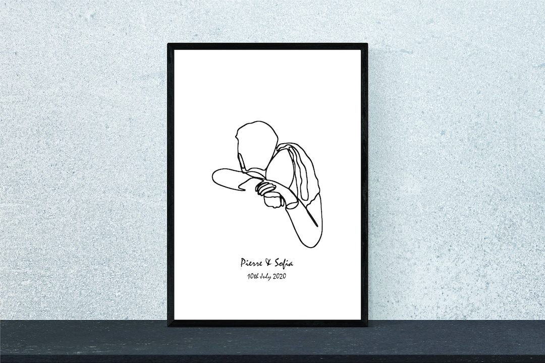 Personalised Monoline Couple Print, Custom Couple Abstract Art, Custom ...