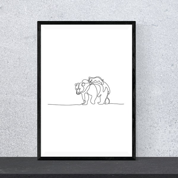 Bear Line Drawing - Etsy