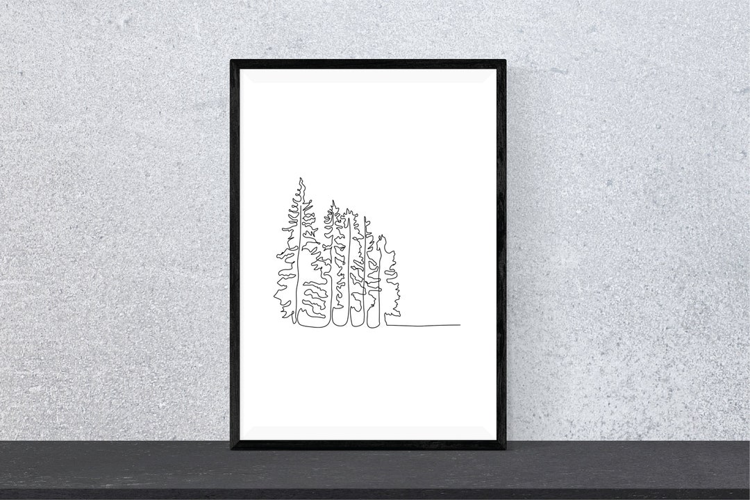 Minimalist Forest Trees I Digital Print I Continuous One Line Art I ...