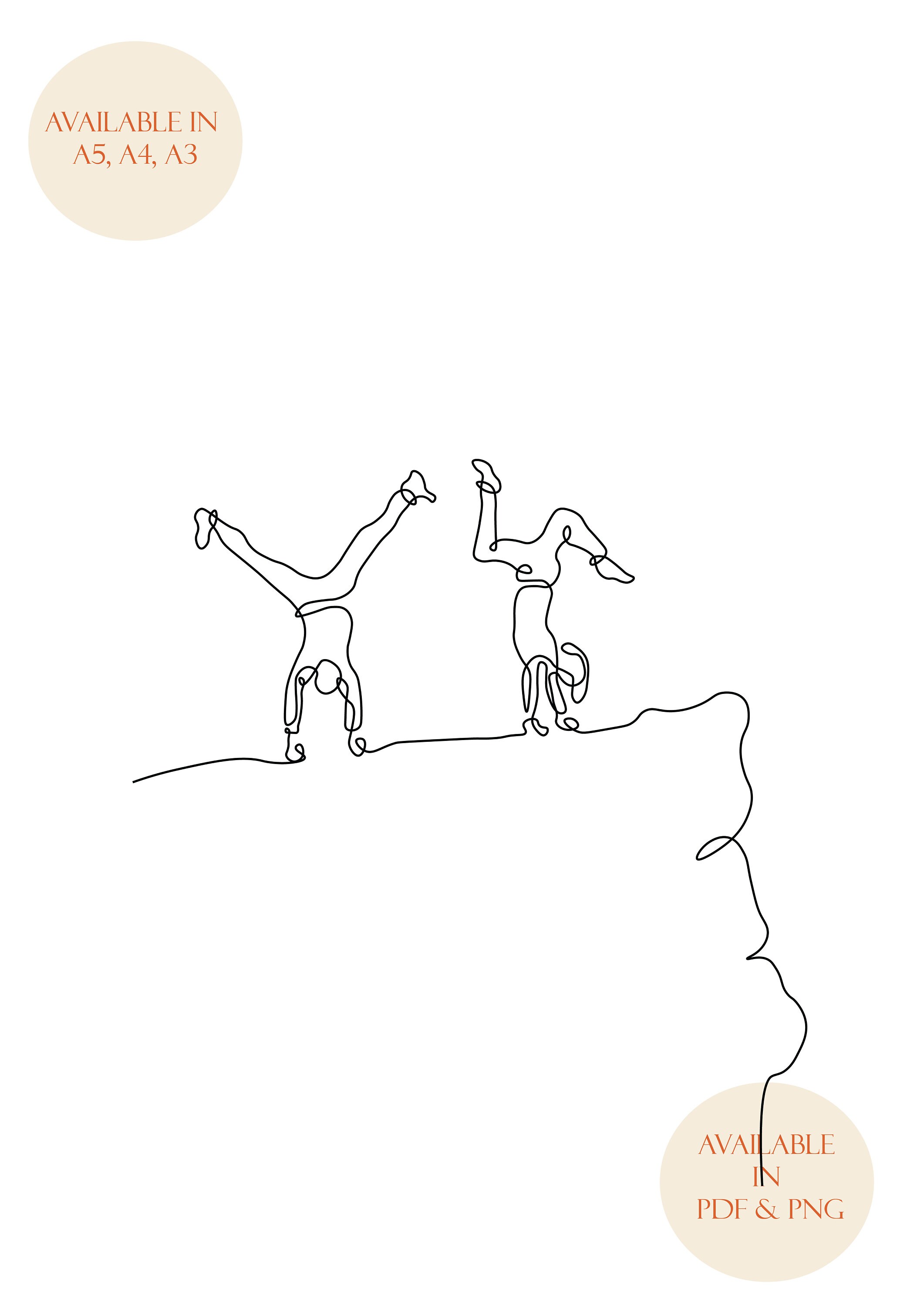 Minimalist Handstand Duo Digital Print Continuous One Line | Etsy