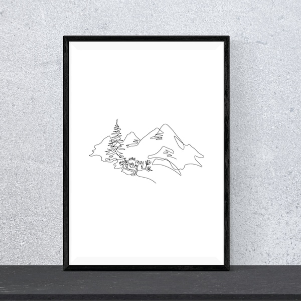 Mountain Drawing - Etsy