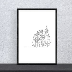 Set of Three Minimalist Outdoor Prints | Monoline Nature Forest Print ...