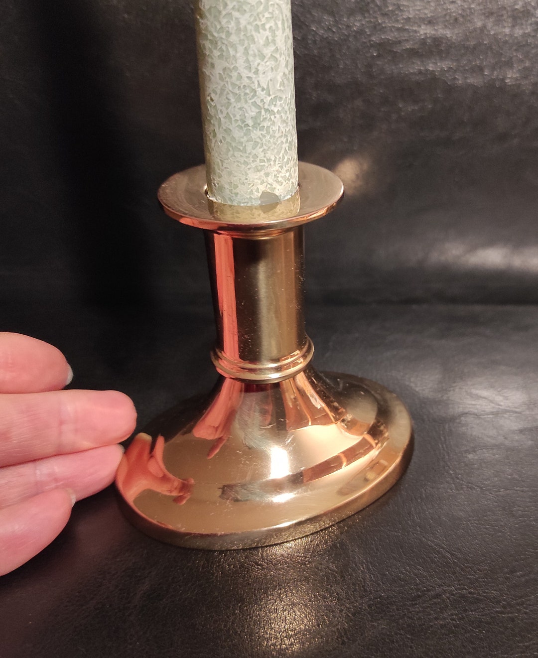 Vintage Brass Candlestick - A Low Candlestick for a Thin Candle - Etsy