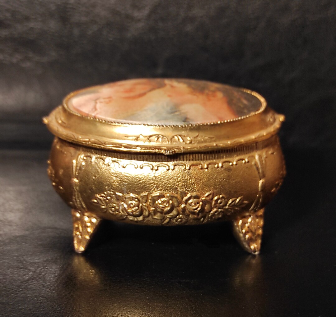 Vintage Japanese Small Metal Trinket Box From Middle of the Last ...