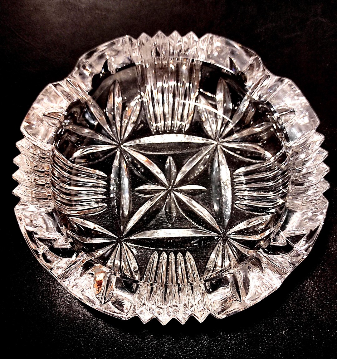 Vintage Heavy (800 Grams) Lead Crystal Ashtray/old Glass Ashtray or ...