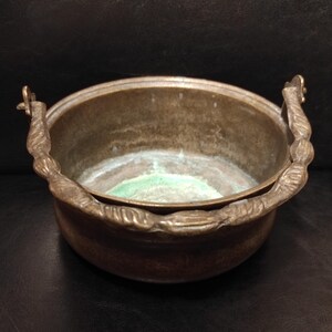Large Antique Solid Brass, Bronze Cauldron for Country House Decor ...