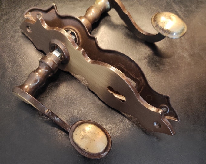 Vintage Brass Door Handles Set Door Handles and Keyhole Covers Brass ...