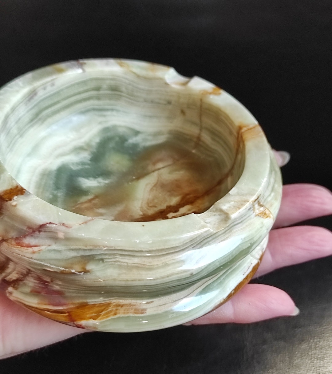 Vintage Large Heavy Natural Stone Ashtray Old Large Onyx - Etsy