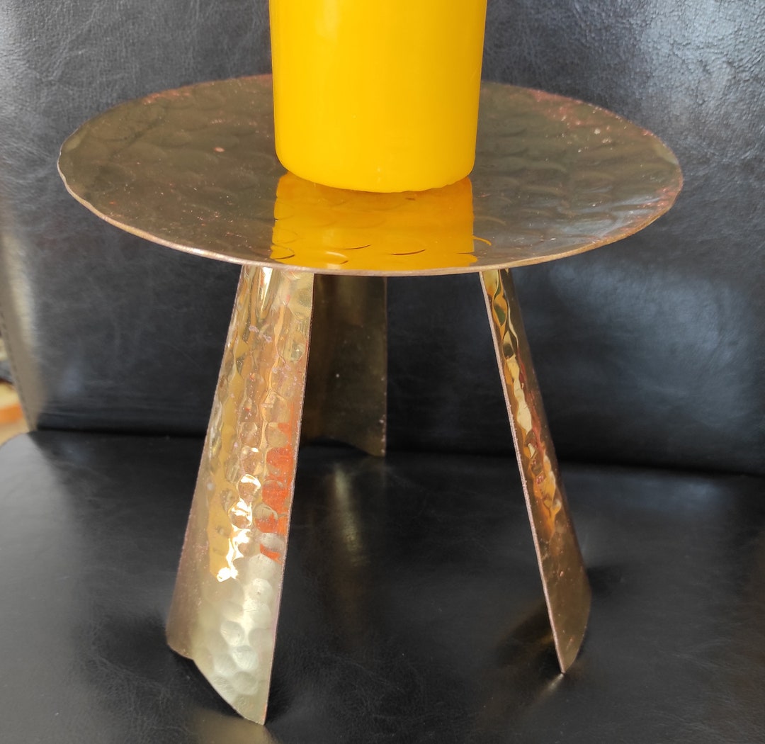 Huge 672 Grams Vintage Copper Gilded Candle Holder - Candlestick - a ...