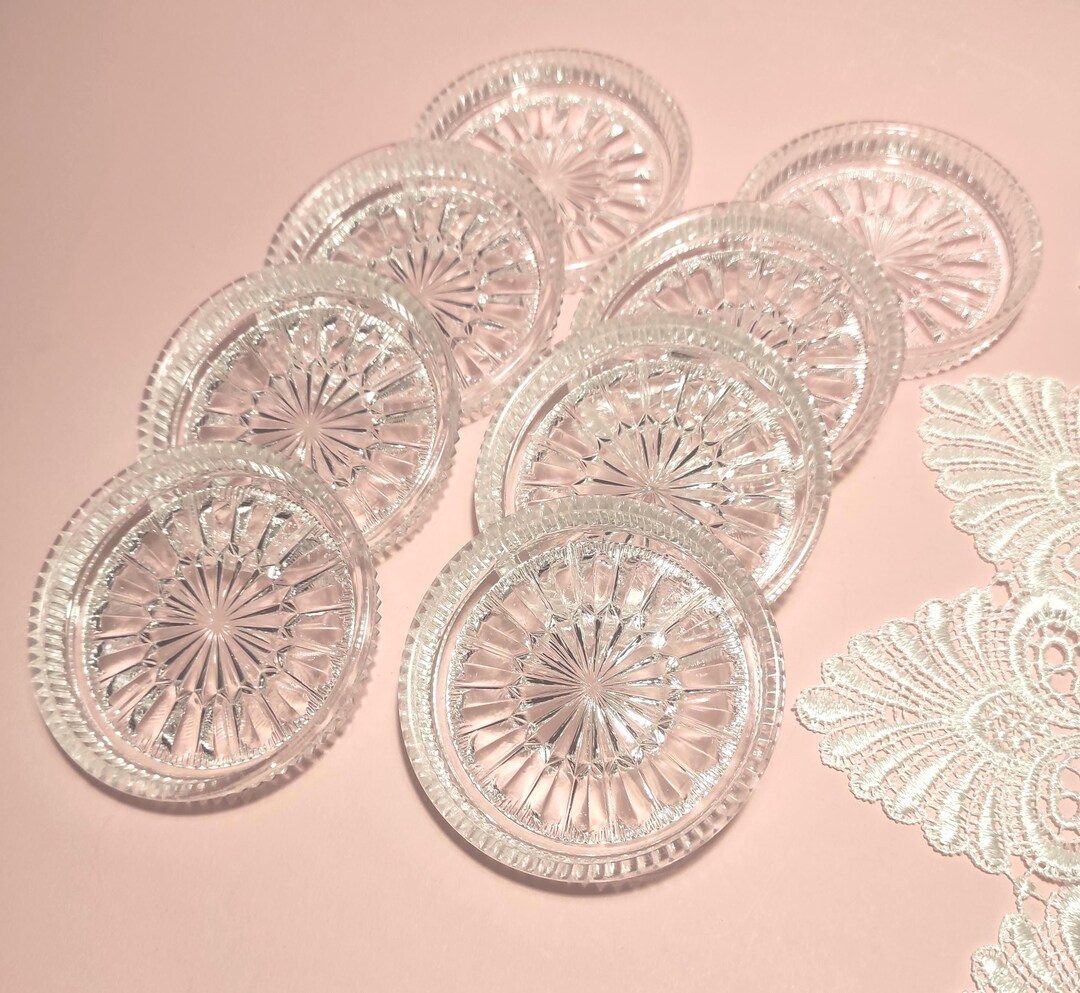 Set of 8 Vintage German Pressed Lead Crystal Coasters / Mid Century ...
