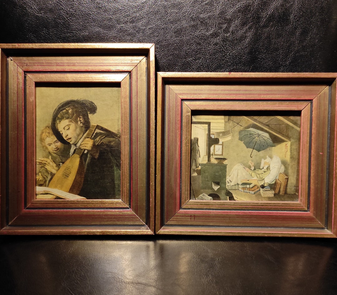 Set of Two Vintage Gold Wood Frames Without Glass With Old Reproduction ...