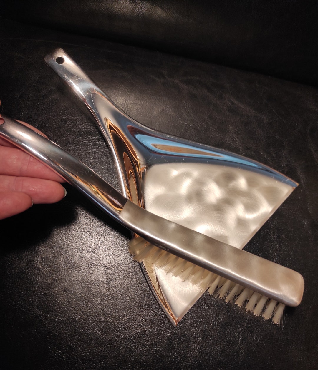 Vintage Small Silver Plated Dustpan and Crumb Brush German Dustpan and ...