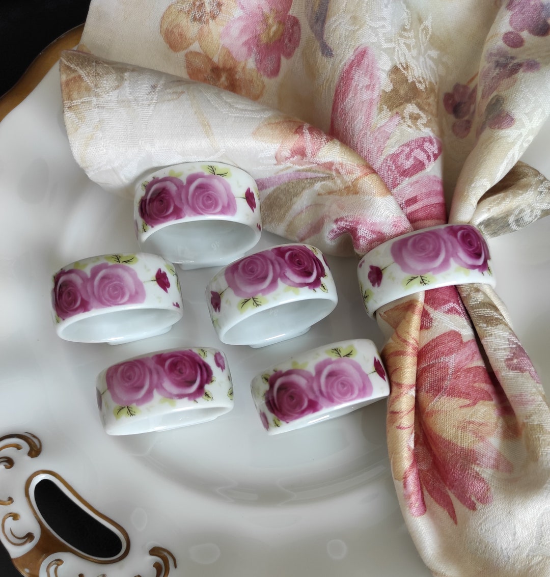 Vintage Porcelain Napkin Rings 6 Pieces German Porcelain - Etsy