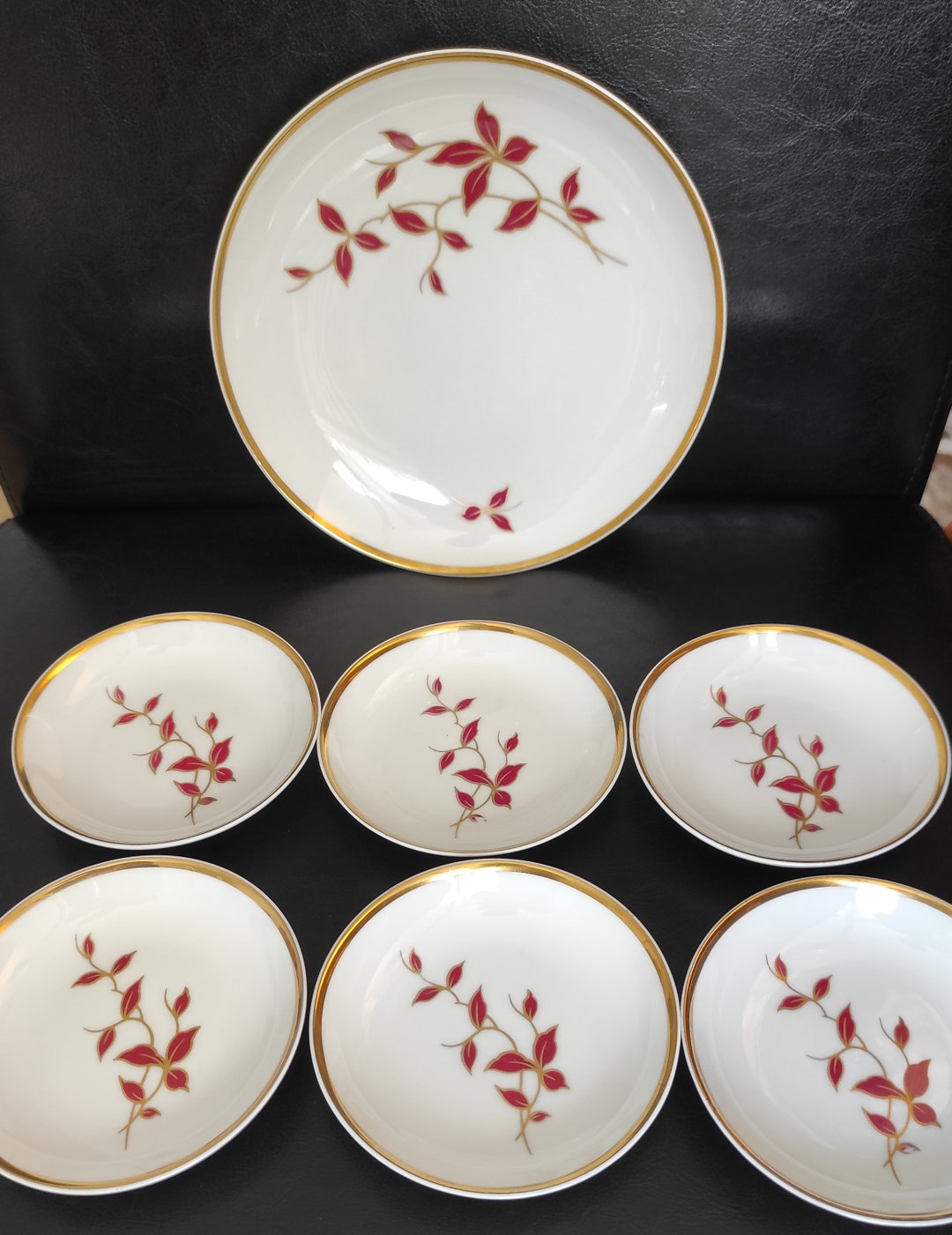Set of Six Butter Pats/set of 1 Plate and 6 Vintage Small Saucers ...