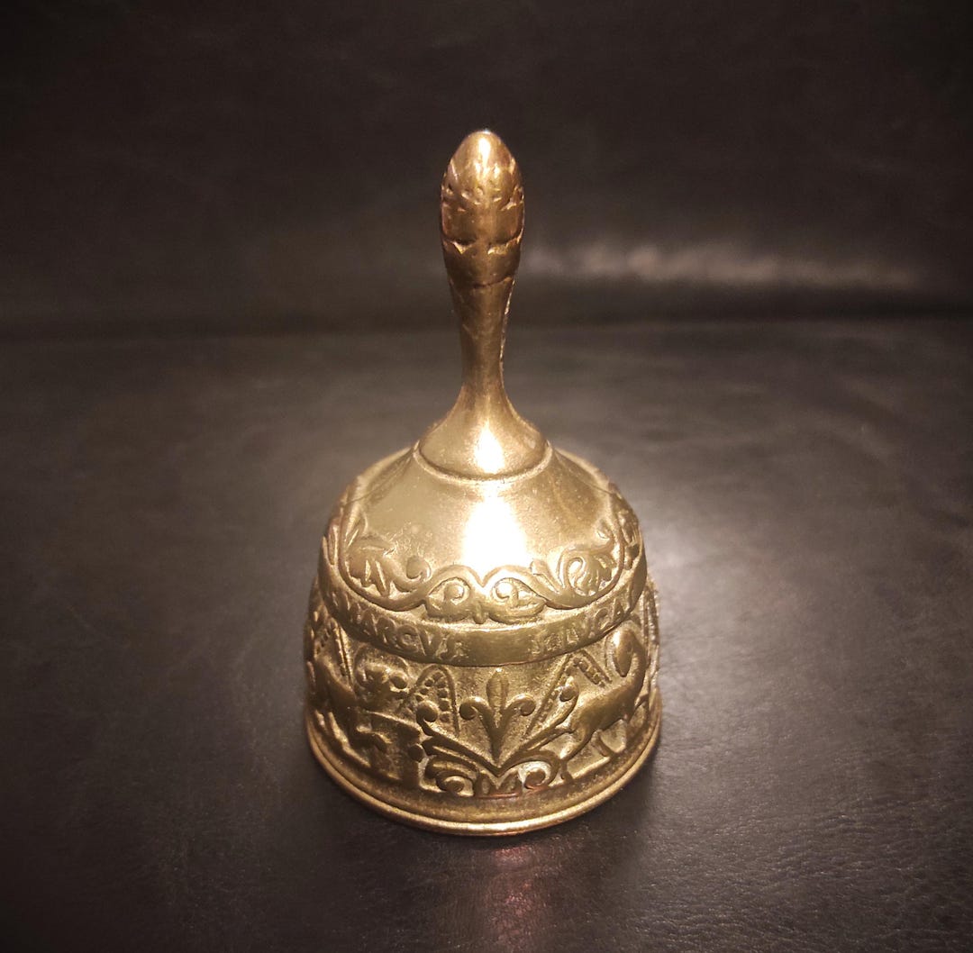 Vintage Brass Engraved Hand Bell - Bronze or Brass Jingle Bell for for ...