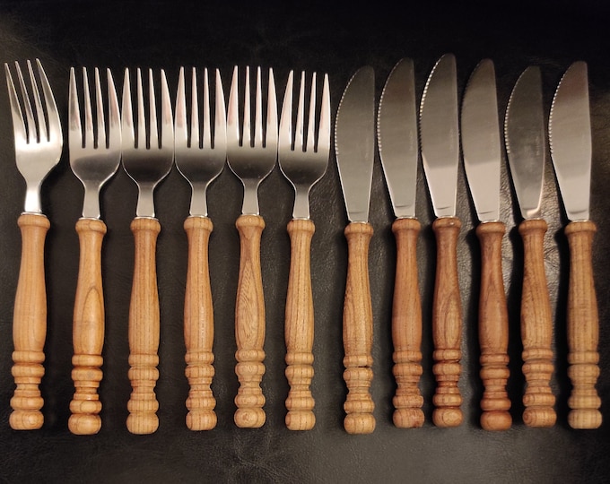 Vintage Rustic Cutlery Set (12 Pieces) - Steel Cutlery With Wooden ...