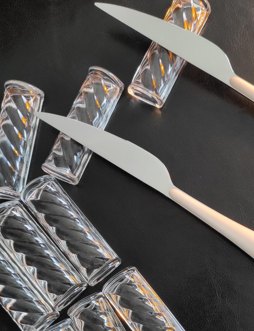 Vintage Set of 6 Crystal Glass Knife Rests - Knife Rests for Table ...