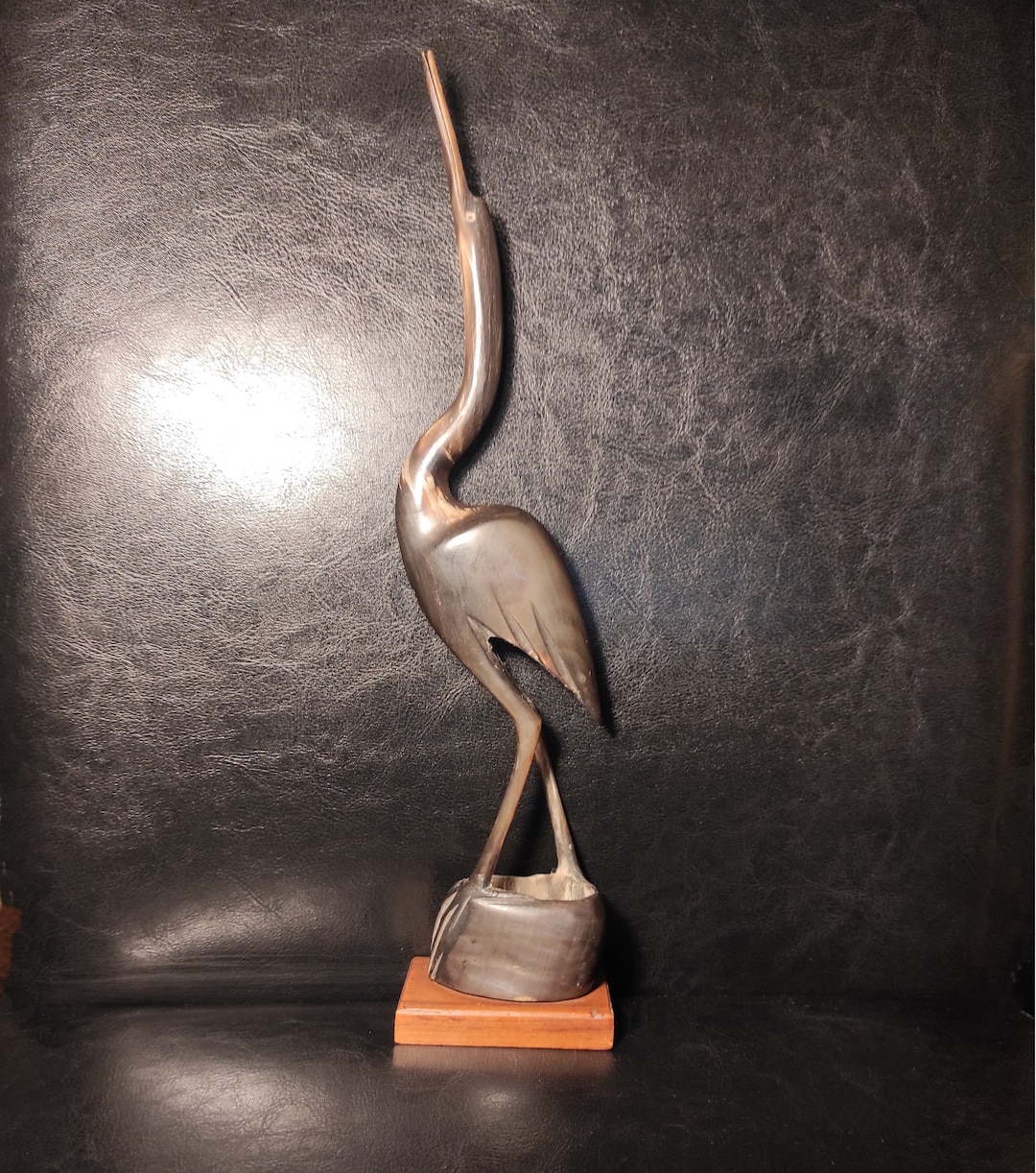 Natural Horn Vintage Crane or Stork Hand Carved/old Decorative Carved ...