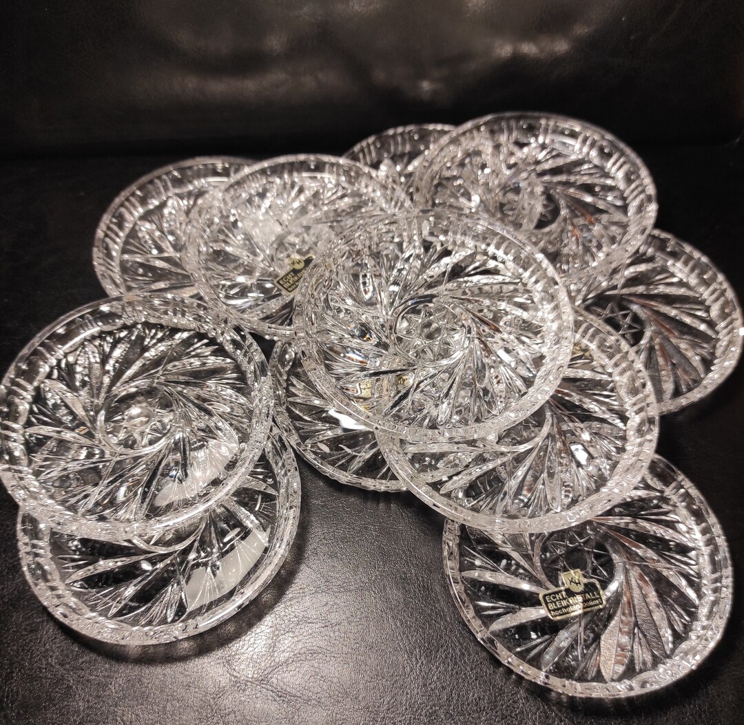 Set of 11 German Vintage Mid Century Crystal Glass Coasters/vintage ...