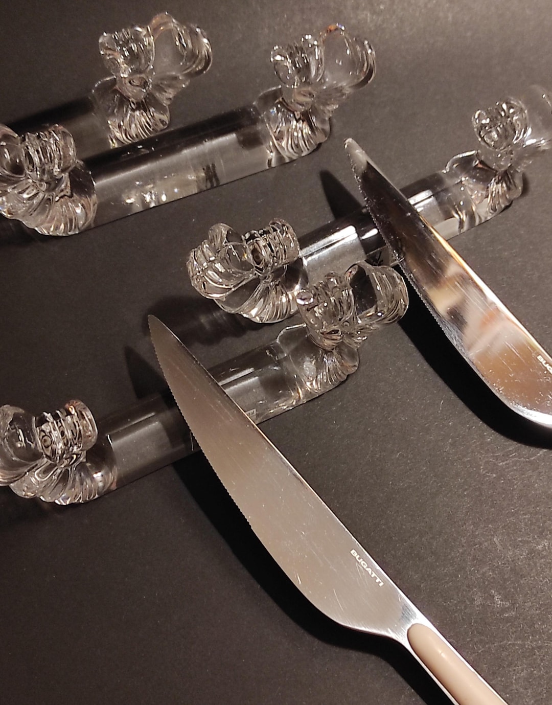 Vintage Set of 4 WMF German Lead Crystal Rests for Cutlery, Knife ...