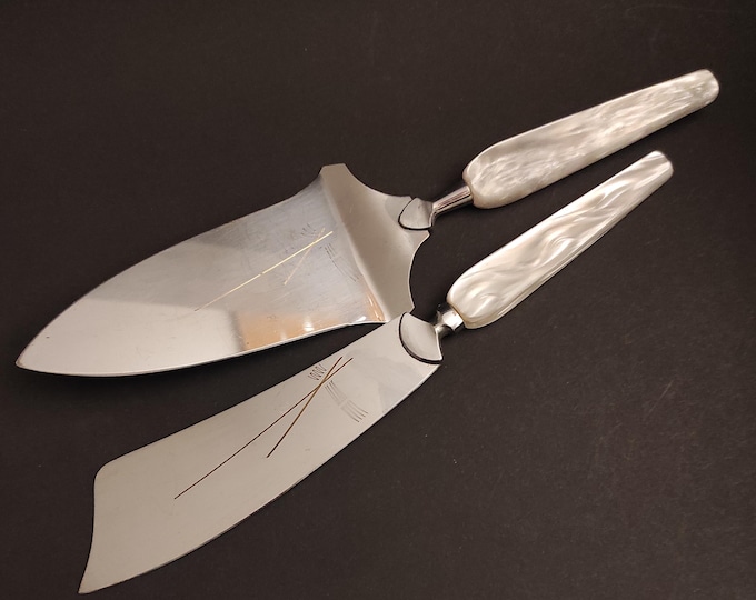 Vintage German Cake Knife and Cake Server With Engraving and Mother of ...