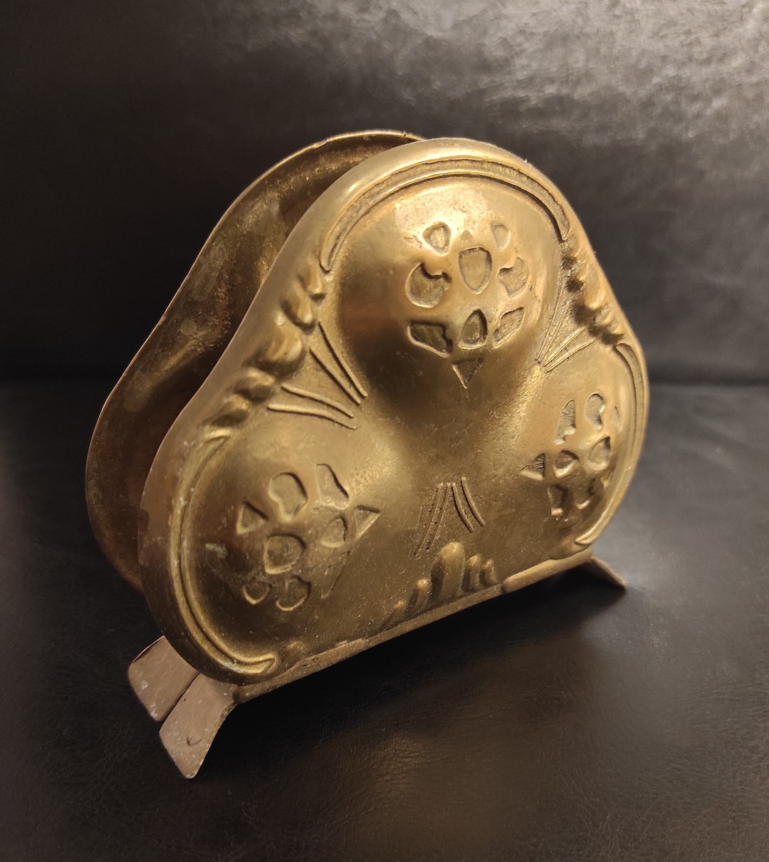 Vintage Brass Napkin Holder. Solid Cast Brass Napkin Holder With Floral ...