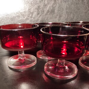 Set of 6 French Vintage Ruby Red Luminarc Glass Ice Cream Cups - Red ...
