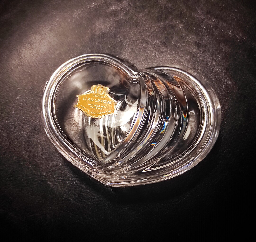 Vintage Lead Crystal Jewelry Box/vintage Heart Shape Crystal Jewelry ...