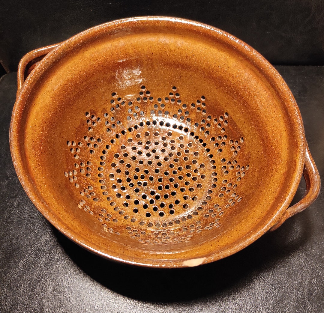Vintage Ceramic Colander Antique Clay Glazed Colander Mid-century ...