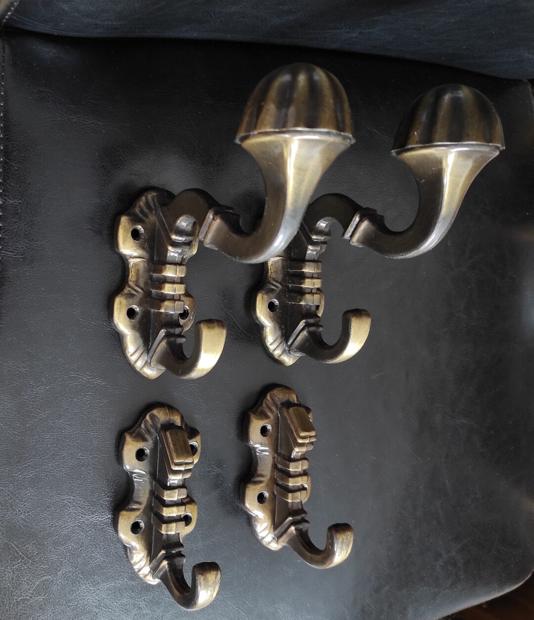 Set Vintage Hooks for Outerwear. Brass-plated Metal Clothes - Etsy