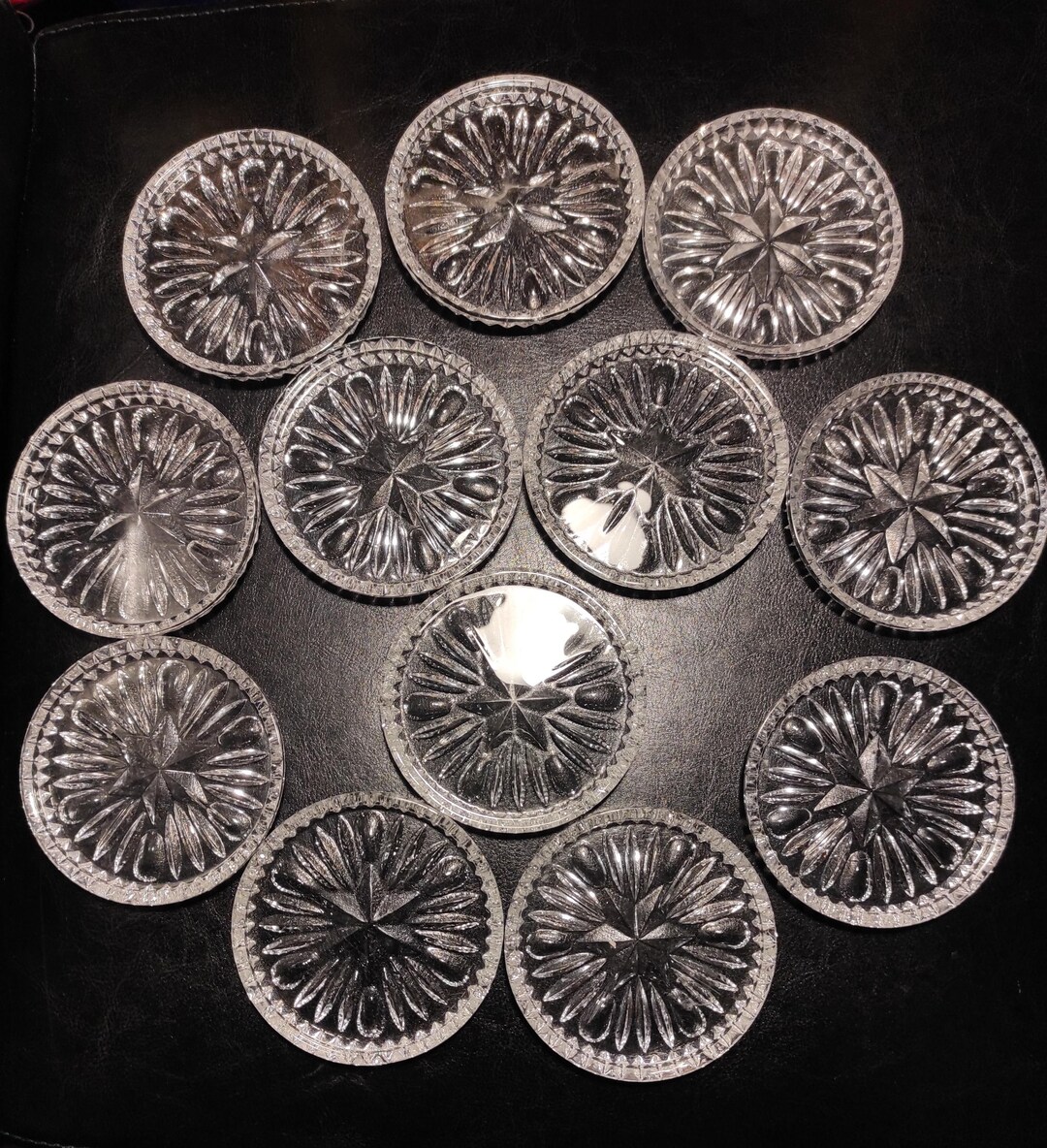 Set of 12 German Vintage Mid Century Crystal Glass Coasters/vintage ...