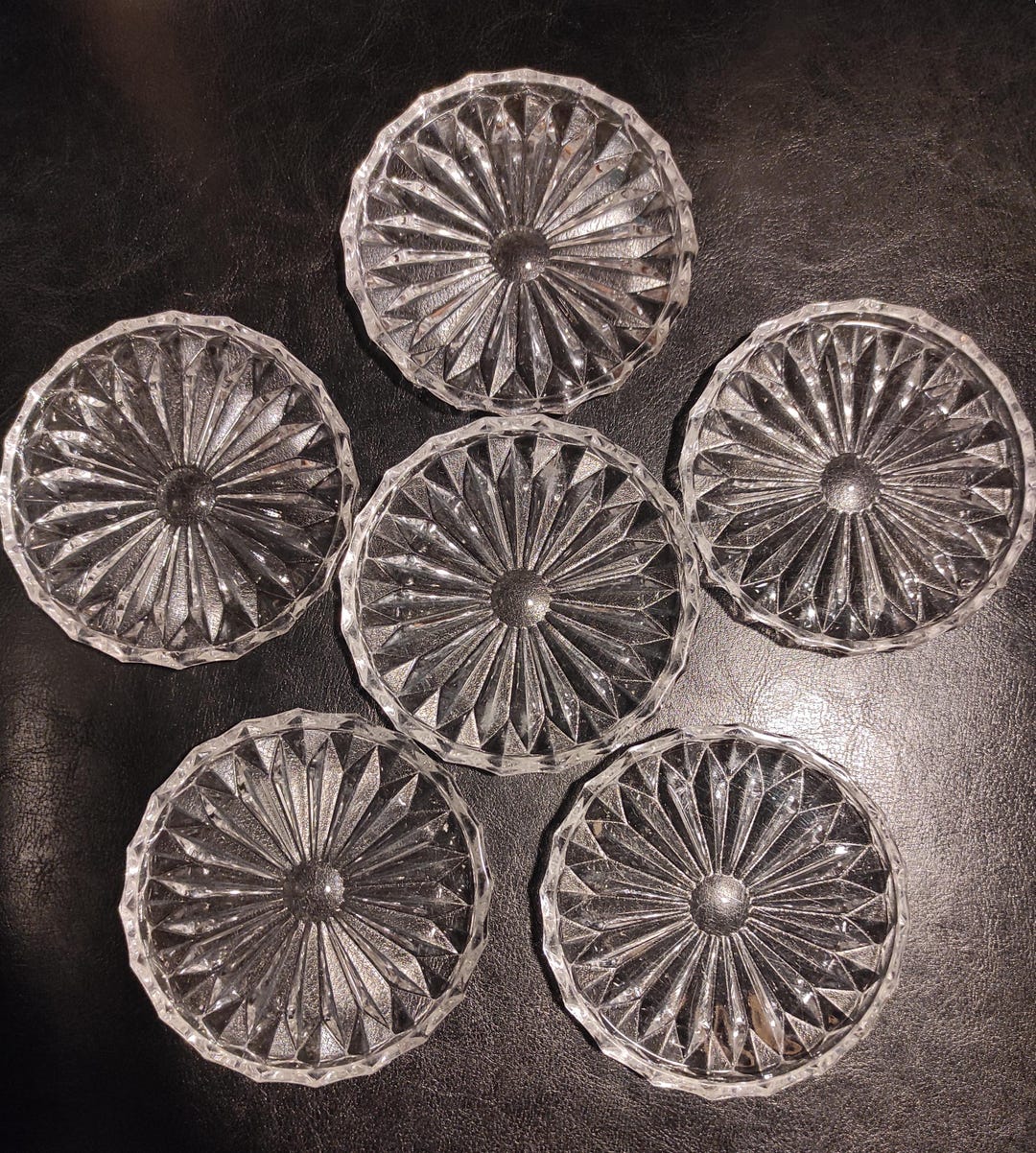 Set of 6 Vintage Crystal Glass Coasters for Glasses or Cups/mid Century ...