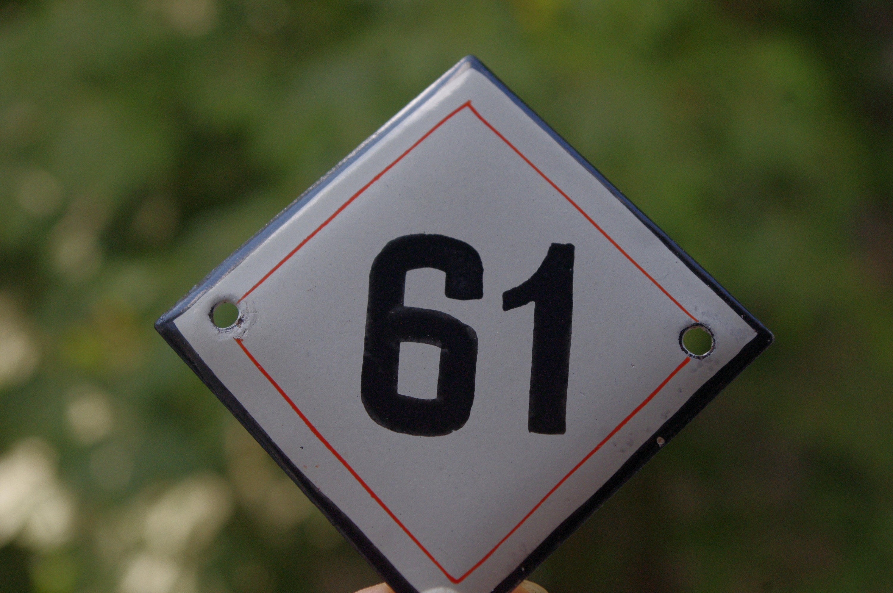 Vintage enamel sign house number 61 | Etsy