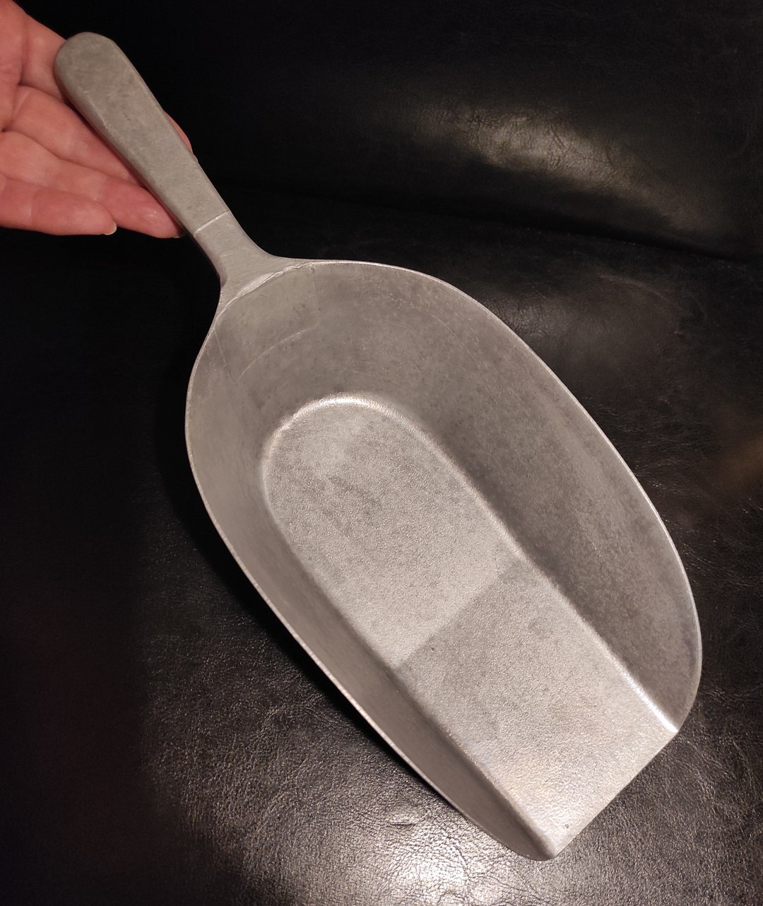 Vintage Large Food Scoop - Antique Aluminum Scoop - Old Aluminum Scoop ...