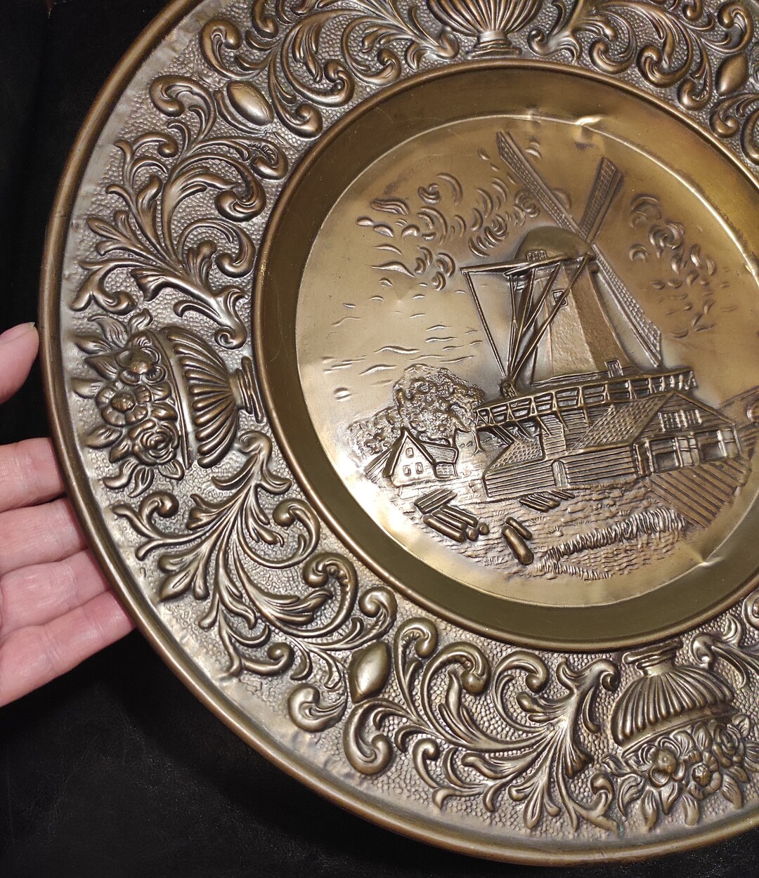 Large Vintage Brass Decorative Hammered Dutch Tray/sheet Brass Serving ...